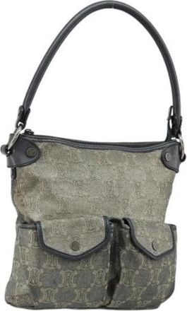 Celine Pre-owned Sac bandouli&egrave;re en toile Macadam - Femme - Pre-owned - Gris - Taille: ONE Size