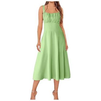 Generic 2026 Robe amincissante r&eacute;tro pour femme Couleur unie, Vert, XXL