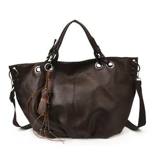 Generic KOBONA City Bag pour femmes Sac cabas Y2K en PU avec pendentif Sacs hobo uni Grand Sacs de ville automne avec bandouli&egrave;re ajustable Id&eacute;al pour le trav
