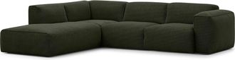 Studio Copenhagen home24 Ecksofa 3-Sitzer mit Recamiere Grün Webstoff Saia 295 x 71 x 231cm Ottomane davorstehend links Modern