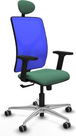 Piqueras y Crespo B&uuml;rostuhl mit 2D-Armlehnen, h&ouml;henverstellbarer Lendenwirbelst&uuml;tze und festem Kopfteil, ausgestattet mit 3 Positionen und Schneidschaum, Blau/Smaragdgr