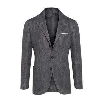 Kiton Homme, Vestes, Gris, Taille: XL Veste en cachemire à chevrons