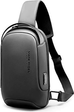 Mark Ryden Sac &agrave; bandouli&egrave;re &eacute;tanche pour homme et femme - Antivol - Sac de poitrine de voyage - Convient pour iPad 9,7, gris, 31 x 18 x 12 cm