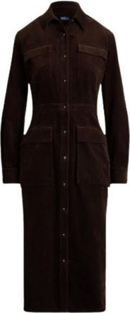 Polo Ralph Lauren Femme, Robes, Brun, Taille: 46 FR Robe chemise en velours c&ocirc;tel&eacute;