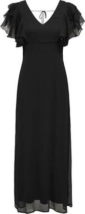 Only Onlasta Life S/S Frill Ankel Dress WVN Robe plissée, Noir, XL Femmes