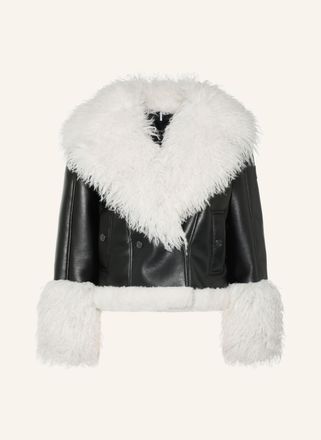 Marc Cain Jacke In Lederoptik Mit Kunstfell schwarz