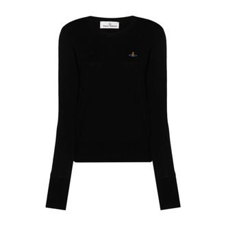 Vivienne Westwood Femme, Pulls, Noir, Taille: 38 FR Pull Noir avec Logo Orb