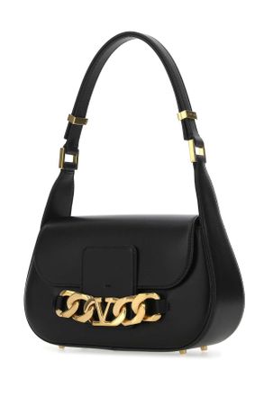 Valentino Garavani Womens Black Leather Vlogo Chain Shoulder Bag 0no Borse A Mano