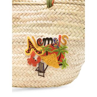 Alemais Embroidered Straw Tote Bag