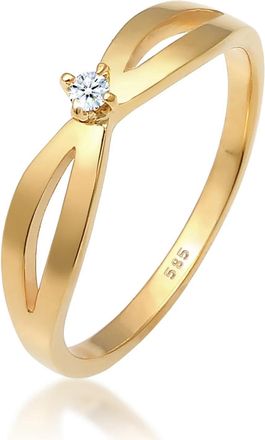 Elli Ringe - Ring Verlobung Vintage Diamant (0.03 ct.) 585 Gelb - Gr. 52 MM - in Gold - für Damen