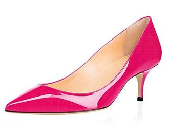 elashe Escarpins Femme - 6.5 cm Kitten-Heel Chaussures - Bout Pointu Fermé - Classique Bureau Soiree Shoes Rosa EU40