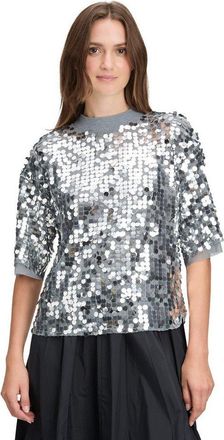 Cartoon Kurzarmshirt Damen Pailletten-Pullover mit Rippbündchen (1-tlg)