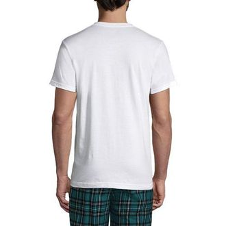 Lands End Kurzarm-Shirt mit Rundhalsausschnitt (3er-Set), Herren, Größe:48-50 regular, Weiß, Baumwolle, by Lands End