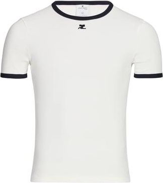 Courr&egrave;ges T-shirt brod&eacute; en coton