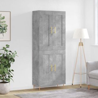 vidaXL Buffet haut Gris béton 69,5x34x180 cm Bois dingénierie vidaXL