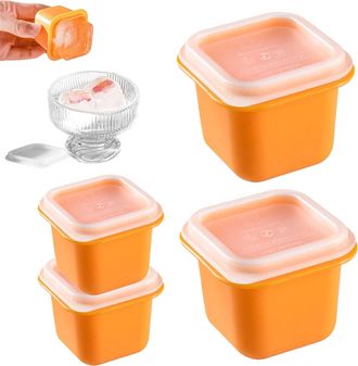 Generico Eisformen f&uuml;r Whisky, Eisw&uuml;rfelform mit Deckel, 4 St&uuml;ck, aus Silikon, wiederverwendbar, f&uuml;r Gefrierschrank, Zuhause, Camping, Getr&auml;nke, Whisky, Kaffee