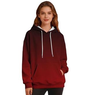 Generic Pull &agrave; capuche tendance d&eacute;grad&eacute; pour femme, coupe ample d&eacute;contract&eacute;e avec poche, manches longues, pull &agrave; capuche pour femme, grande taille, hauts de l