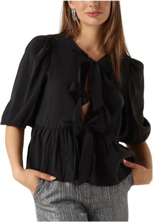 Object Schwarze Bluse 3/4 Arm Eleganter Top - - Blouses & Shirts - Damen - Schwarzk - XS