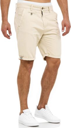 Indicode Herren Cuba Chino Shorts mit 5 Taschen aus Baumwollgemisch | Bermuda Sommershorts für Männer Fog, XL