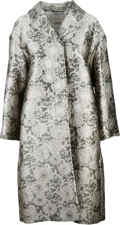 Max Mara Femme, Manteaux, Gris, Taille: 32 FR Effige Sobrabito Broccato Coat
