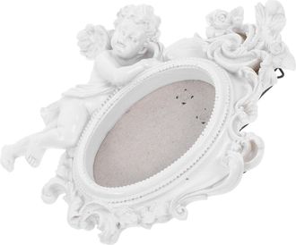 DOITOOL Eleganter Engel Fotorahmen aus Robustem Kunstharz Kleiner Dekorativer Tischrahmen Wei&szlig; Vielseitiger Bilderrahmen f&uuml;r Wohnzimmer und B&uuml;rodekoration