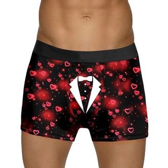 Generic Sous-v&ecirc;tement imprim&eacute; pour homme de la Saint-Valentin 2026 - Style rose sp&eacute;cial rouge - Taille moyenne, blanc, XXL
