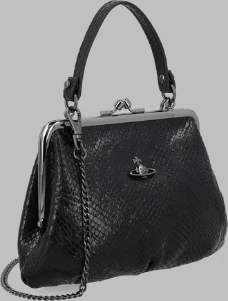 Vivienne Westwood Womens Handbag Granny Frame Black Calf Leather Handbags Hand Bags