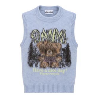 Ganni Rundhals-Strickpullover - - Knitwear - Damen - Blau - M