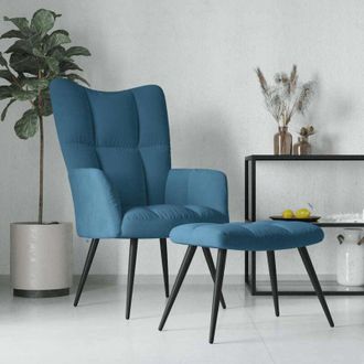 vidaXL Chaise de relaxation avec repose-pied Bleu Velours
