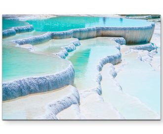 Paul Sinus Art Leinwandbilder | Bilder Leinwand 120x80cm ber&uuml;hmte blaue Kalksinterterrassen von Pamukkale - T&uuml;rkei