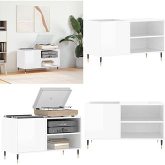 vidaXL Plattenschrank Hochglanz-Weiß 85x38x48 cm Holzwerkstoff - Plattenregal - Vinyl Regal - HiFi Möbel - Wohnzimmer Deko - Holzschrank - Home & Living