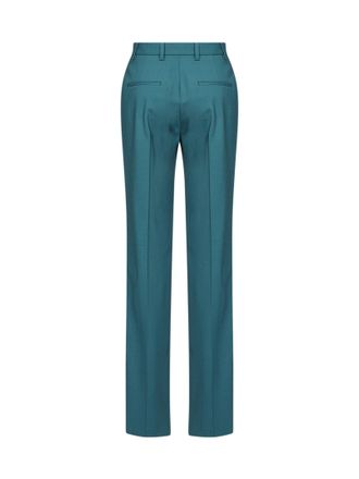 Giuseppe Di Morabito Womens Straight-Leg Trousers Teal Blue Virgin Wool Green
