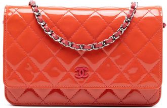 Chanel Hobo Bags - CC Quilted Patent Wallet On Chain - Gr. unisize - in Orange - f&uuml;r Damen
