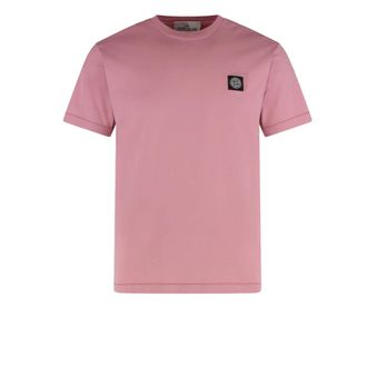 Stone Island Homme, Tops, Rose, Taille: XL T-shirt &agrave; Manches Courtes Coupe Slim avec &Eacute;cusson Boussole