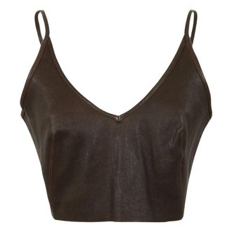 Rick Owens V-Ausschnitt Crop Top - - Tops - Damen - Braun - L
