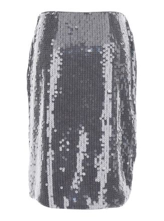 Rotate Womens Grey Sequined Skirt Tech Fabric Recycled Polyester
