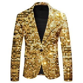 Generic Veste pour homme, aspect paillet&eacute;, impression 3D, ciel &eacute;toil&eacute;, rayures, blazer, carnaval, f&ecirc;te, veste slim fit un bouton, veste de costume pour carnav
