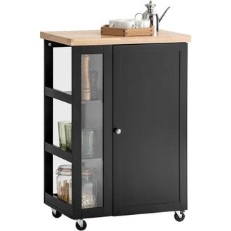 SoBuy Sobuy - Chariot de service desserte de cuisine 60x40x90 cm - FKW75SCH - Bois MDF E1 - 4 roulettes dont 2 avec freins - Capacit&eacute; 75 kg