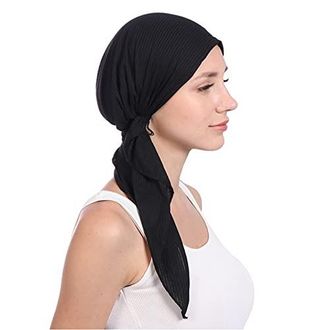 Generic Foulard pour femme Turban Headwear Chemo Beanie &Eacute;charpe Headwear pour le cancer, la chimio, la perte de cheveux, 4 - Noir., taille unique
