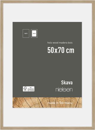 Nielsen Design Bilderrahmen mit Passepartout, 50 x 70 cm, Holz, Eiche, Posterrahmen zum Aufh&auml;ngen im Hoch- & Querformat, Echtglas, Skava