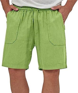 Generic Short pour homme avec poches, short en lin pour homme, taille &eacute;lastique, pantalon de jogging confortable pour l&eacute;t&eacute;, le sport, le sport, le sport, d&eacute;co