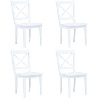 vidaXL Vidaxl - Chaises &agrave; manger lot de 4 blanc bois dh&eacute;v&eacute;a massif