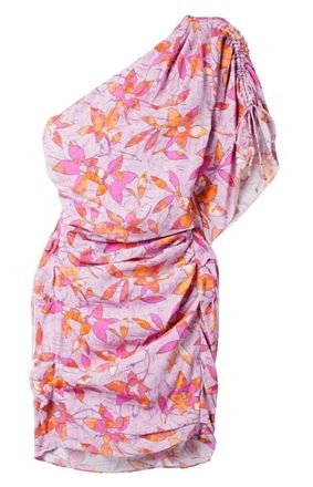 Isabel Marant Purple Patterned Off Shoulder Mini Dress Size XS