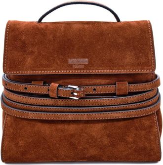 Moschino Femme, Sacs, Brun, Taille: ONE Size Tie Me Borsa Piccola Scamosciato