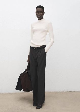 Mango Pull cintr&eacute; &agrave; col chemin&eacute;e &eacute;cru - Femme - XS - MANGO