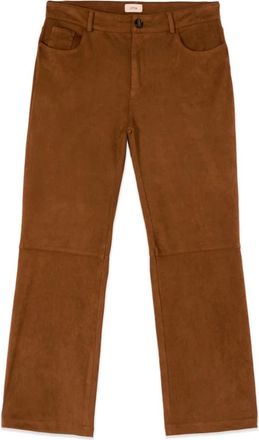 Oltre Femme, Pantalons, Brun, Taille: 42 FR Pantalon &Eacute;vas&eacute; en Tissu Doux