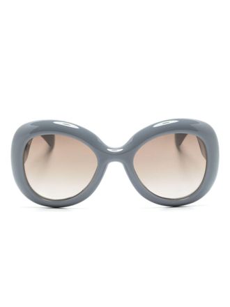 Moschino lunettes de soleil oversize &agrave; logo emboss&eacute; - Bleu