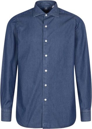 Finamore Homme, Chemises, Bleu, Taille: 7XL Napoli Shirt