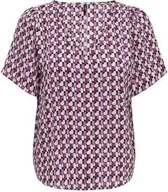 Only Onlalma Life Vis S/S Haut à col en V Blouse, Magenta/Violet/OOP : 584 Posh, M Femme