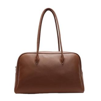 Generic Grand sac &agrave; main carr&eacute; en PU pour femme, bandouli&egrave;re et poign&eacute;e sup&eacute;rieure, couleur unie, id&eacute;al travail et voyage